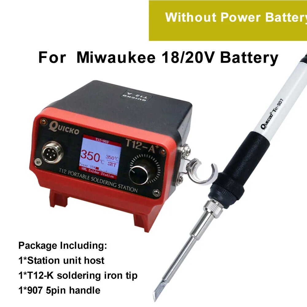 QUECOO T12-A+ Паяльная станция для Milwaukee 18/20V
