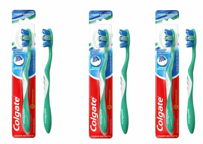 Colgate Зубная щетка Тройное действие, средняя, 3 уп.