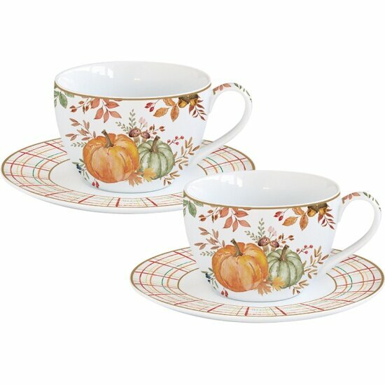 Набор Easy Life "Тыква" : 2 чашки 0.11л + 2 блюдца (EL-R0921/HARV)