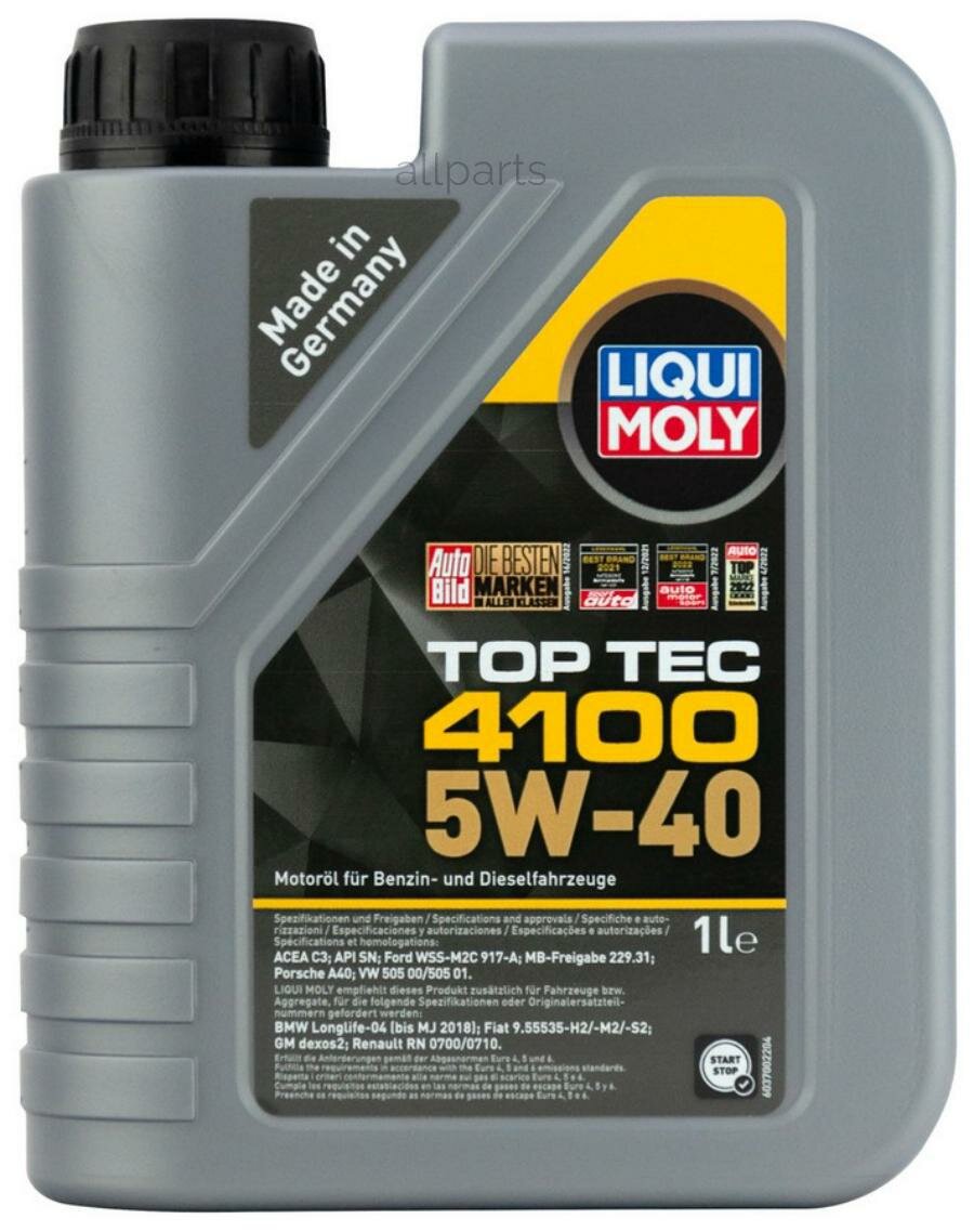 LIQUI MOLY 9510 Масло моторное Top Tec 4100 5W-40 (1л)