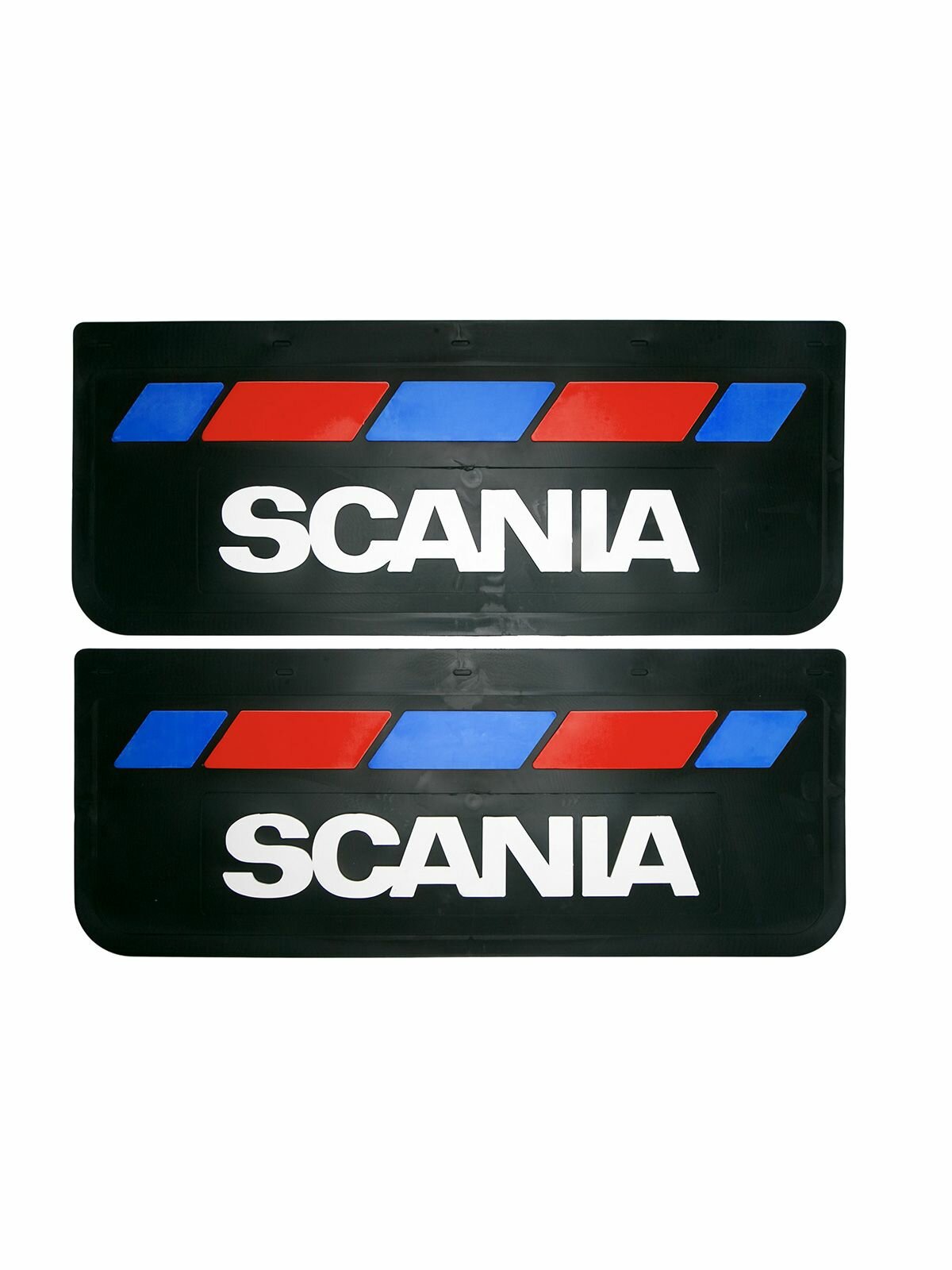 Брызговики грузовые 660х270мм LUX PRO "SCANIA" Красная с Синим полоса, надпись Белая к-т (26321)