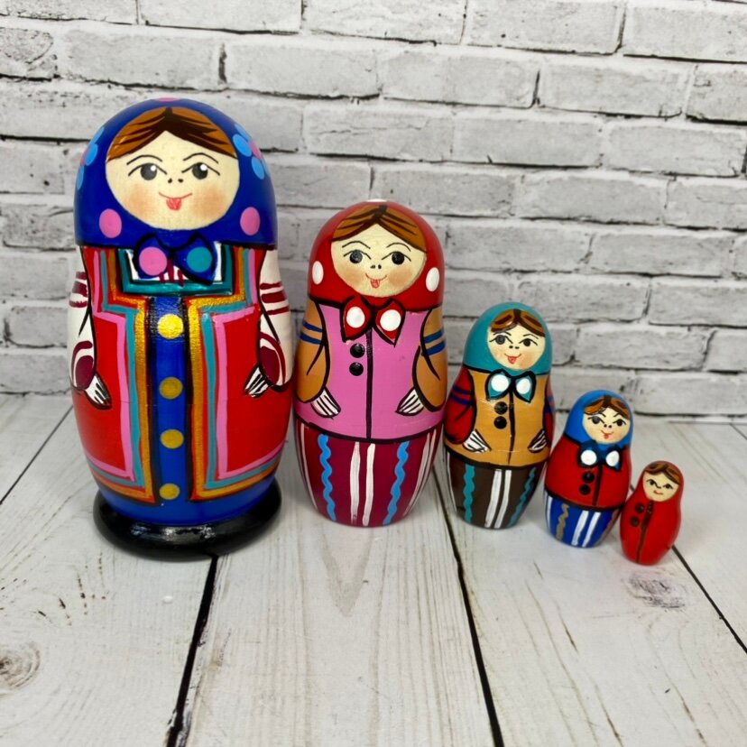 Матрёшка "Старорусская", ручная роспись, 100*50 мм, 5 кукол