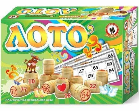 Игра настольная Лото, Русский стиль классическое, дерево, картонная коробка