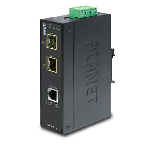 PLANET IGT-1205AT PLANET IP30 Industrial 10/100/1000T to 2-Port 100/1000X SFP Gigabit Media Converter