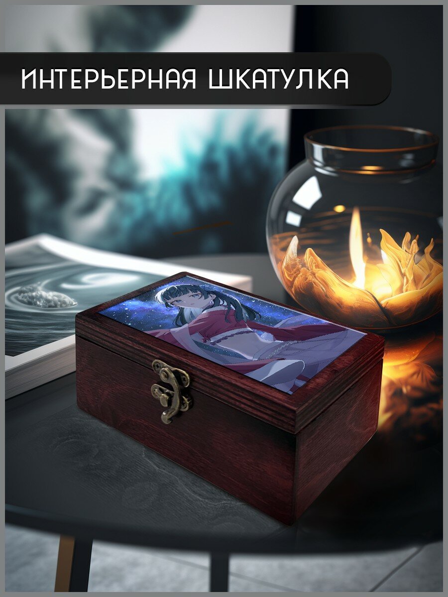 Шкатулка интерьерная вишня для украшений универсальная 16x10x6 см Аниме Монолог фармацевта (Мао Мао, Император, Цветы, Женьши) - 865