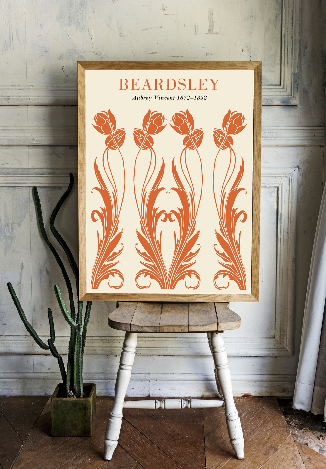 Постер "Цветочный паттерн Обри Бёрдслея" 40x50 см в подарочном тубусе