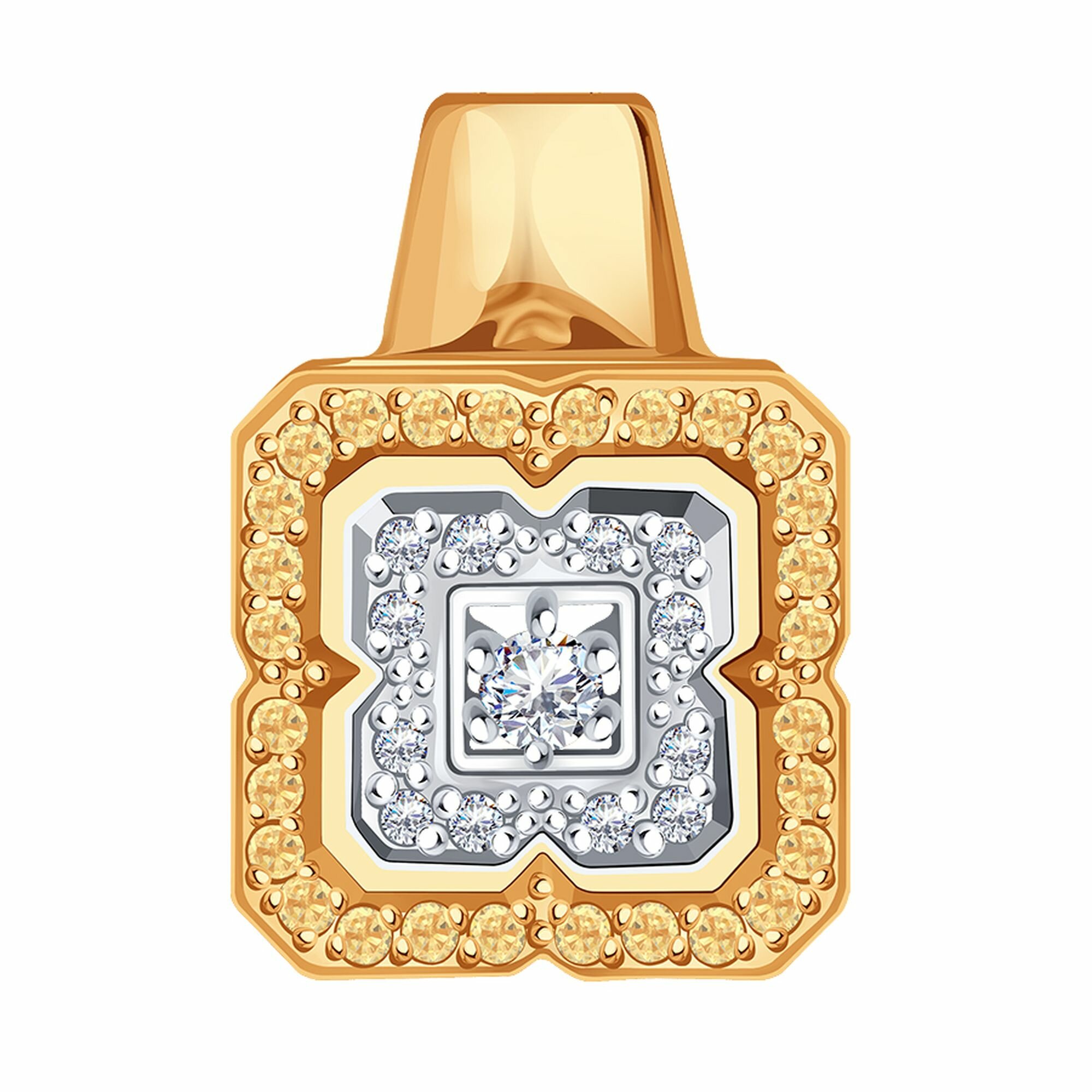 Подвеска, красное золото, 585 проба, бриллиант