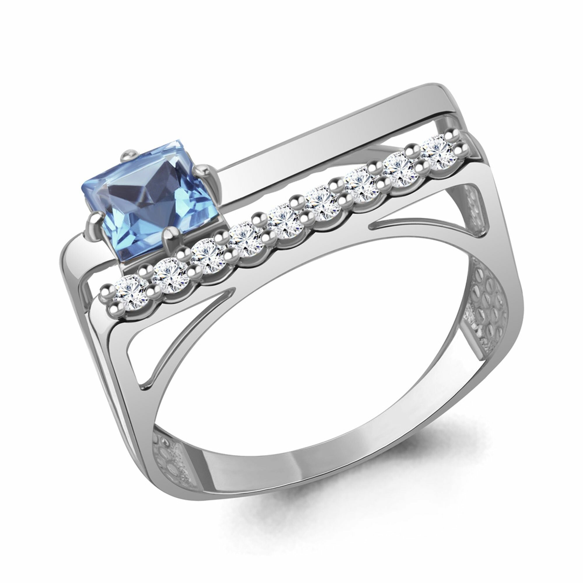 Кольцо Diamant online, серебро, 925 проба, родирование, топаз, фианит