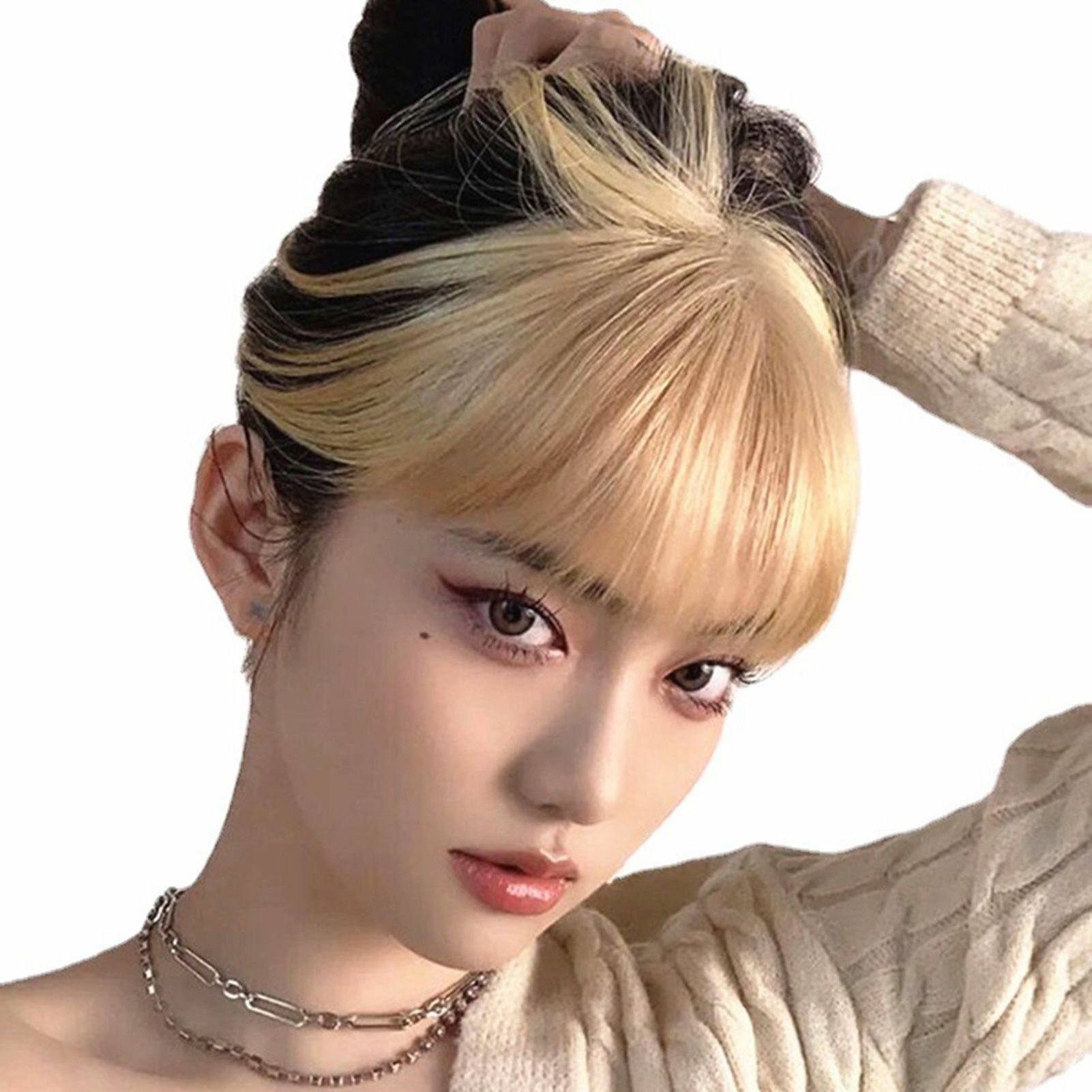 Набор накладных волос для женщин с челкой в стиле аниме, окрашиваемый, несколько цветов