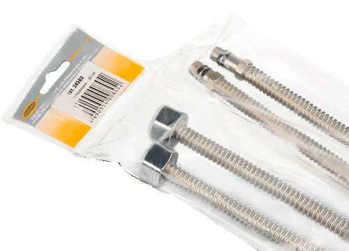 Трубка для подключения смесителя пара М10-1/2"в 45см (с гайкой) гофрированная нерж. сталь