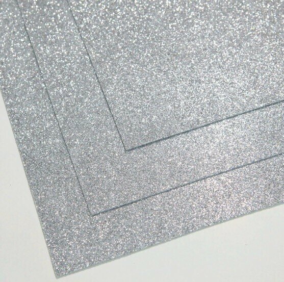 Фоамиран глиттерный 1,5мм Светлое серебро размер 50х50см. (3шт)