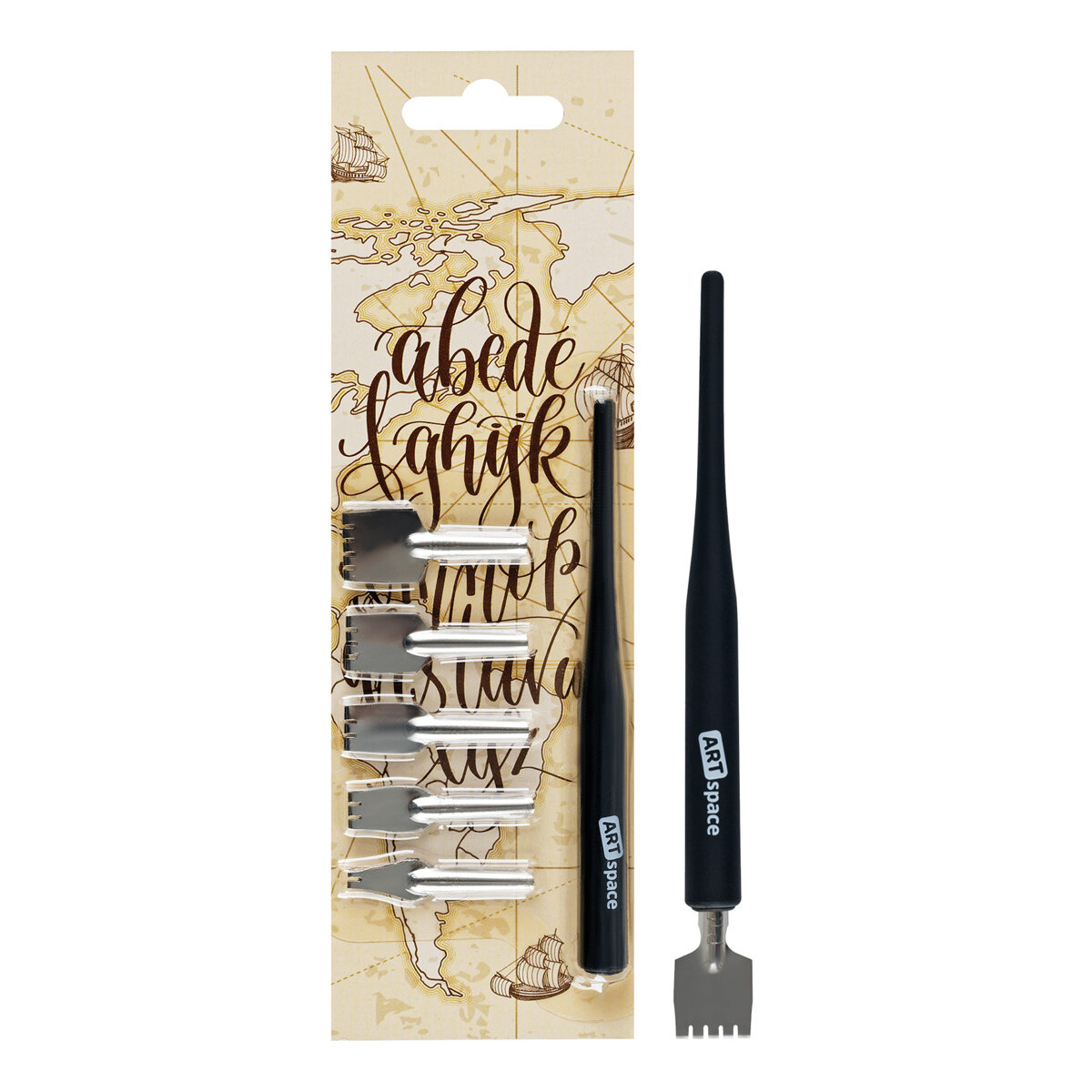 Держатель в комплекте с ширококонечными перьями ArtSpace, 5шт, блистер