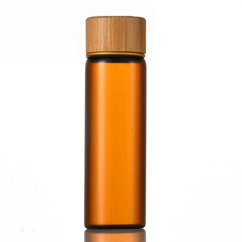 Стеклянная бутылочка коричневая 5-17 мл с деревянной пробкой