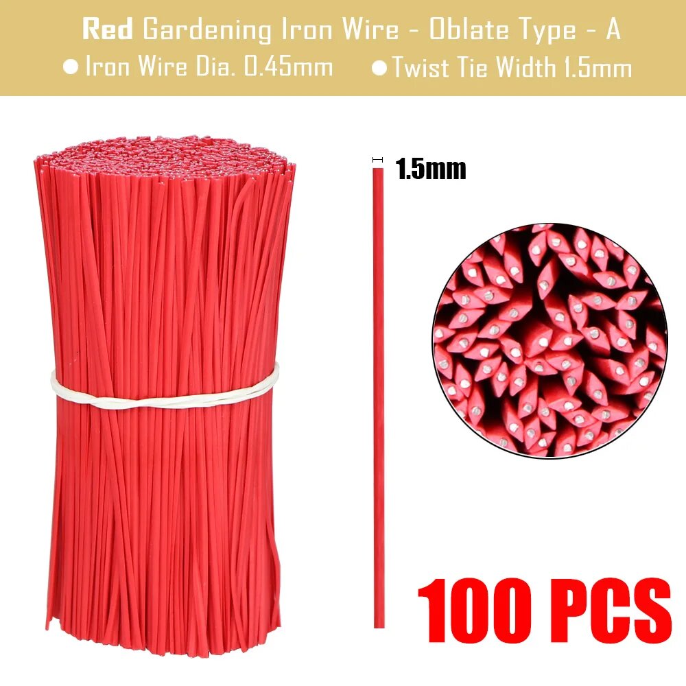 Многоразовые металлические садовые стяжки 10 цветов Красный, 10cm, Redx100pcs