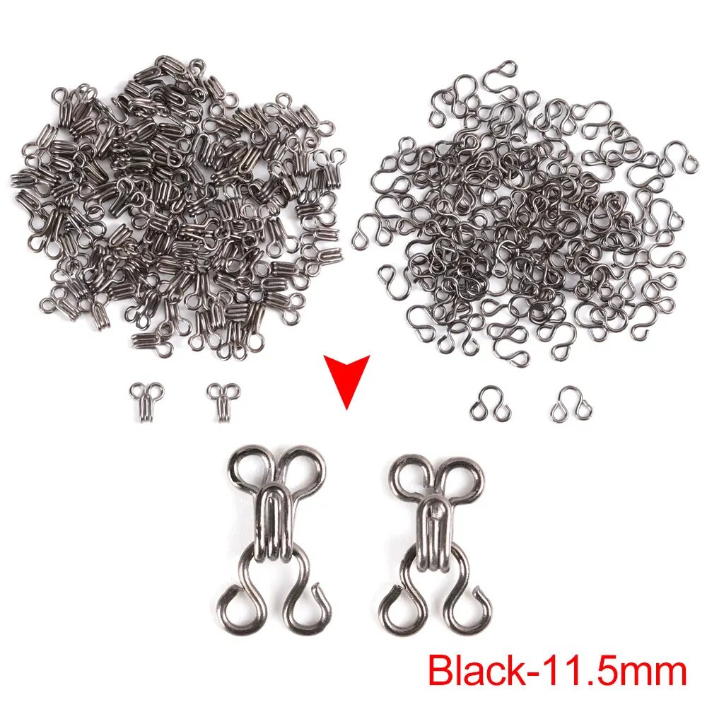 100 шт. мини металлическая пряжка, черный/серебристый воротник, невидимая кнопка, крючок, Пряжка для одежды, «сделай сам», аксессуары для шитья кукольной одежды