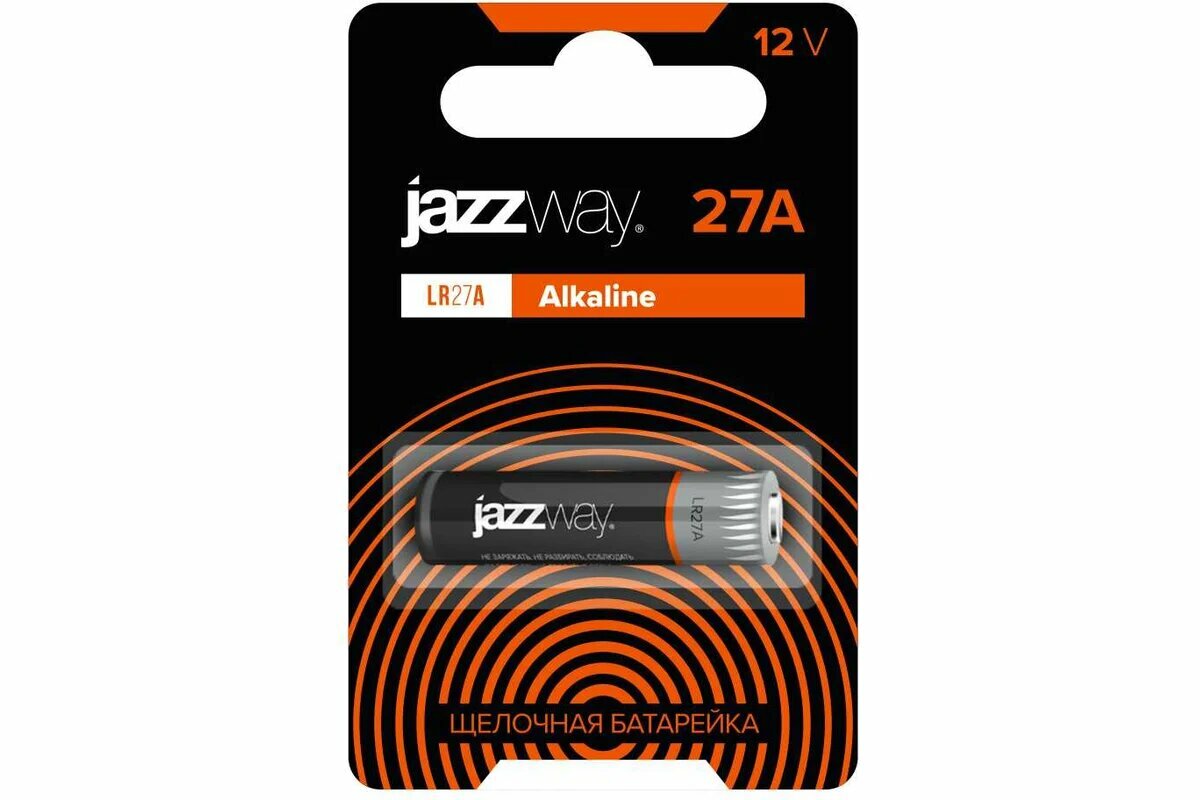Jazzway LR27A 12В алкалиновая батарейка для пультов сигнализации BL-1 блистер 1 шт
