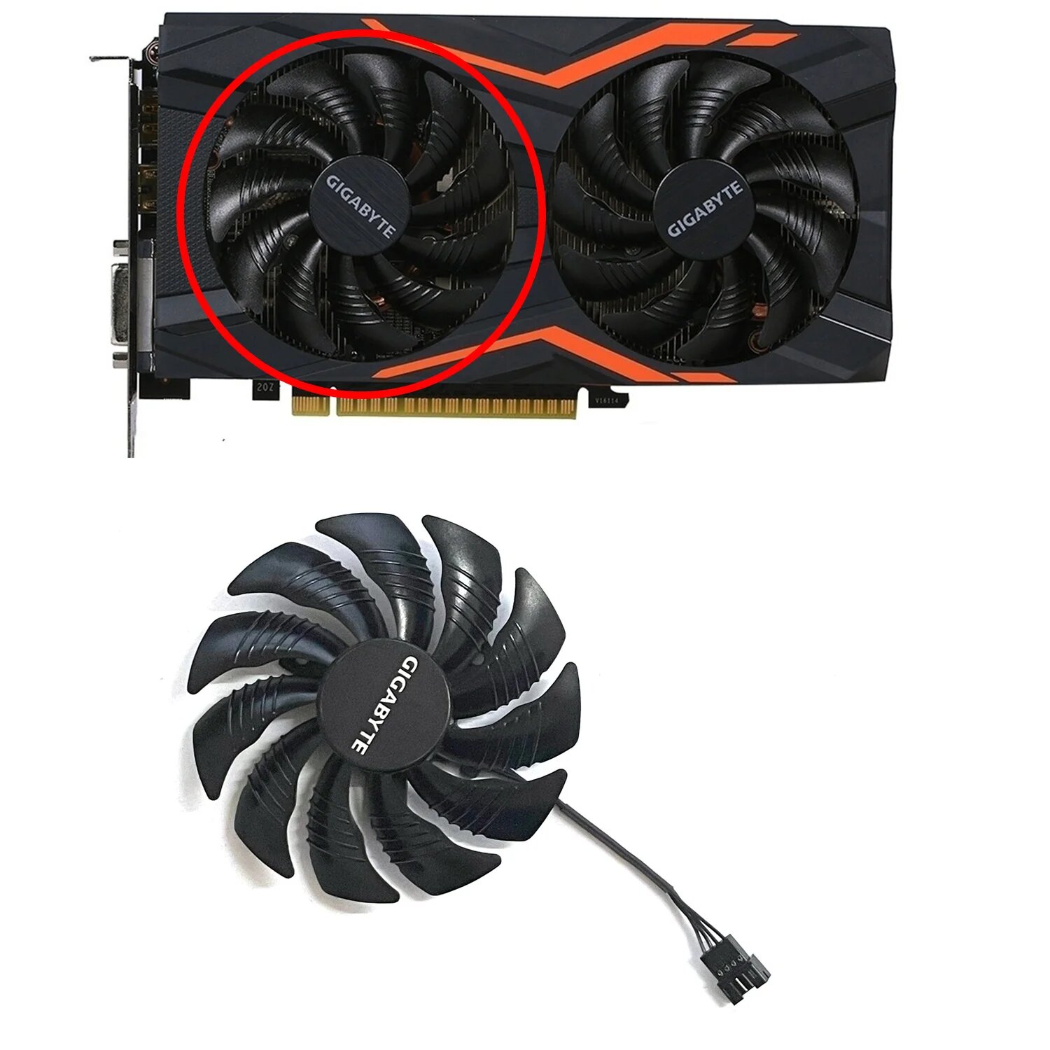 Вентилятор видеокарты Gigabyte 88 мм, Цвет: 1pcs