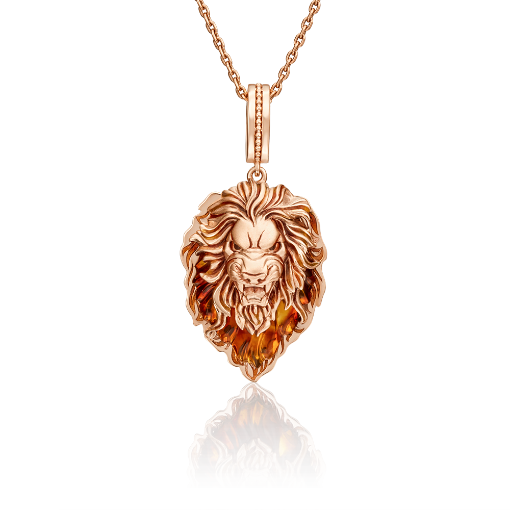 Подвеска PLATINA, красное золото, 585 проба, янтарь