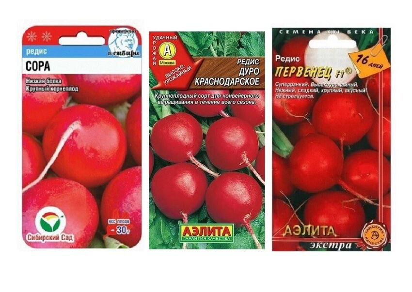 Набор семян редиски Весенний рассвет (Редис Дуро краснодарское, Сора, Первенец)