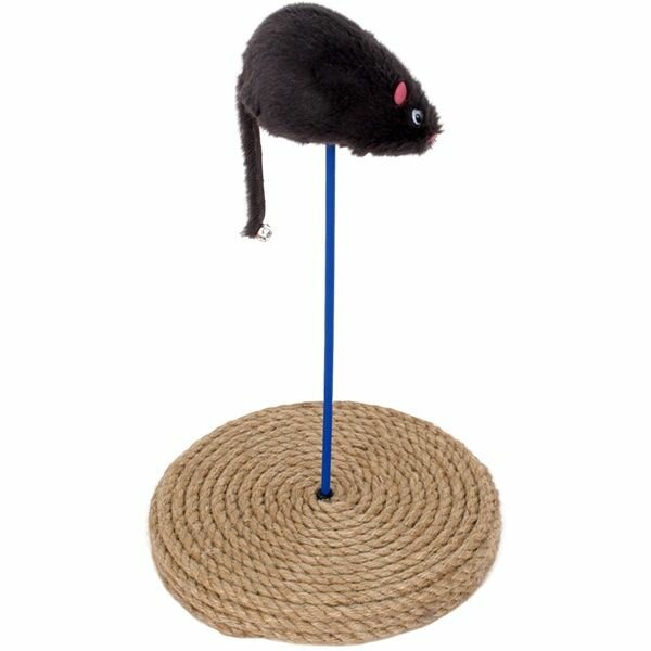 Игрушка для кошек Кот Лукас Мышь на пружине и на подставке, 20х20х25 см