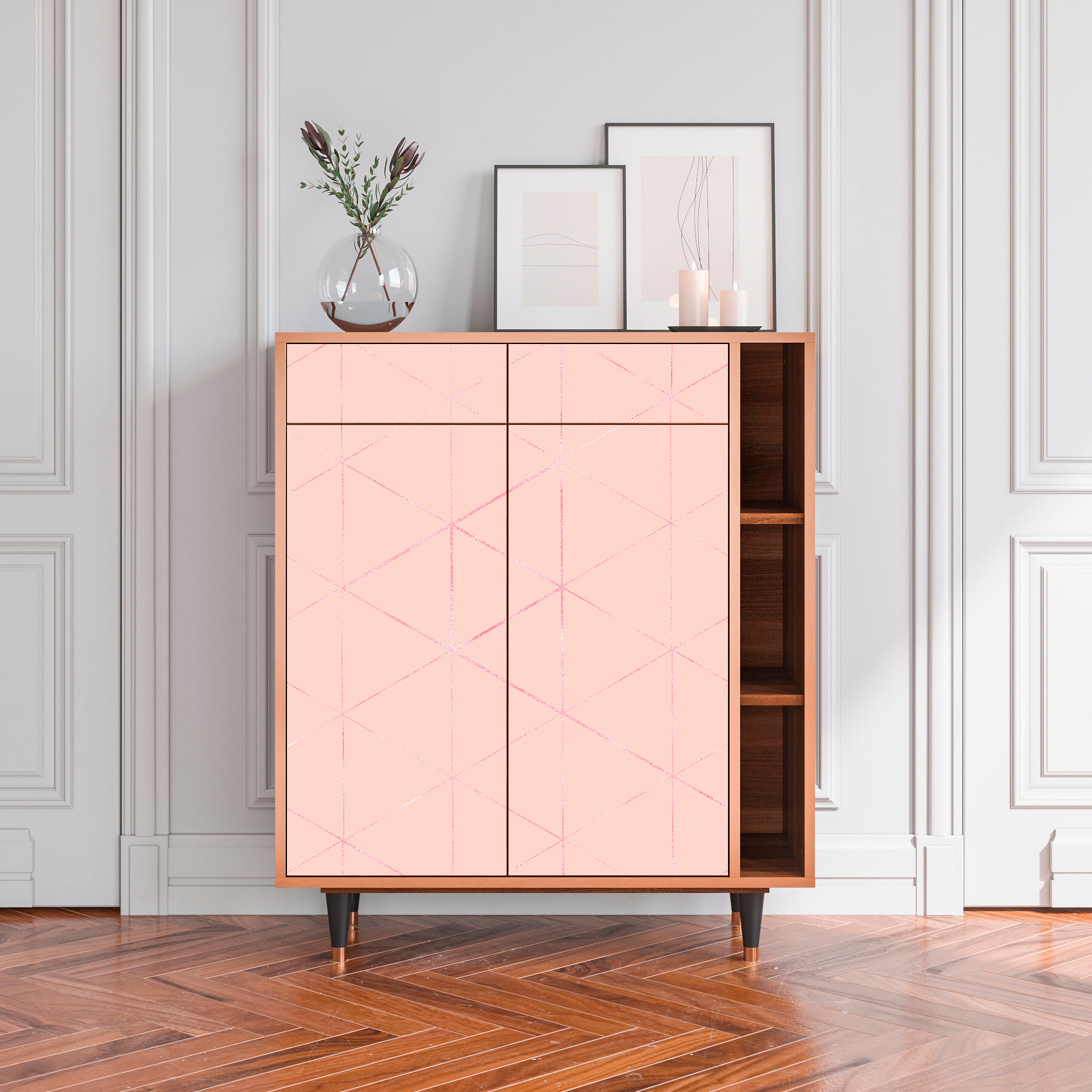 Комод - STORYZ - BS6 Rose Quartz, Размер - 94 x 110 x 41 см, Цвет корпуса - , Орех