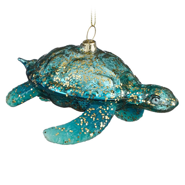 Стеклянная елочная игрушка Морская Черепашка - Mer de Ligurie 12 см, подвеска, Edelman, 1163220