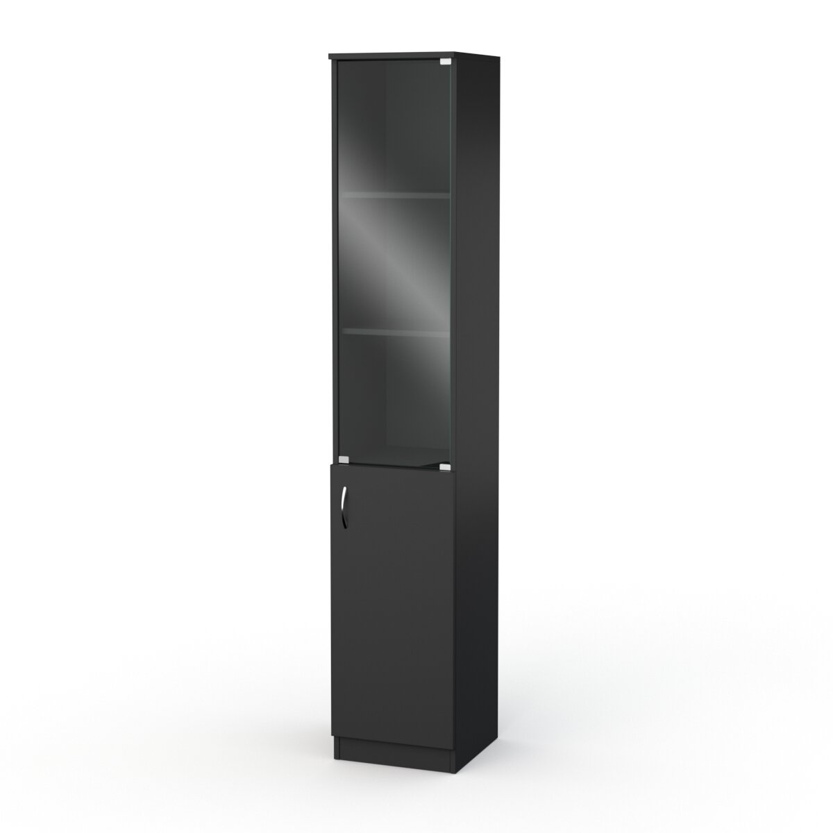 Шкаф офисный со стеклом узкий ШВ-54, Черный. Производитель товара - компания Westcom.