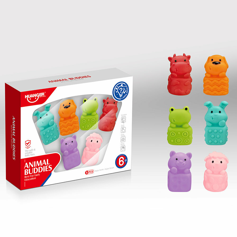 Набор игрушек Huanger Зверушки 6 штук развивающие игрушки для малышей в ванну