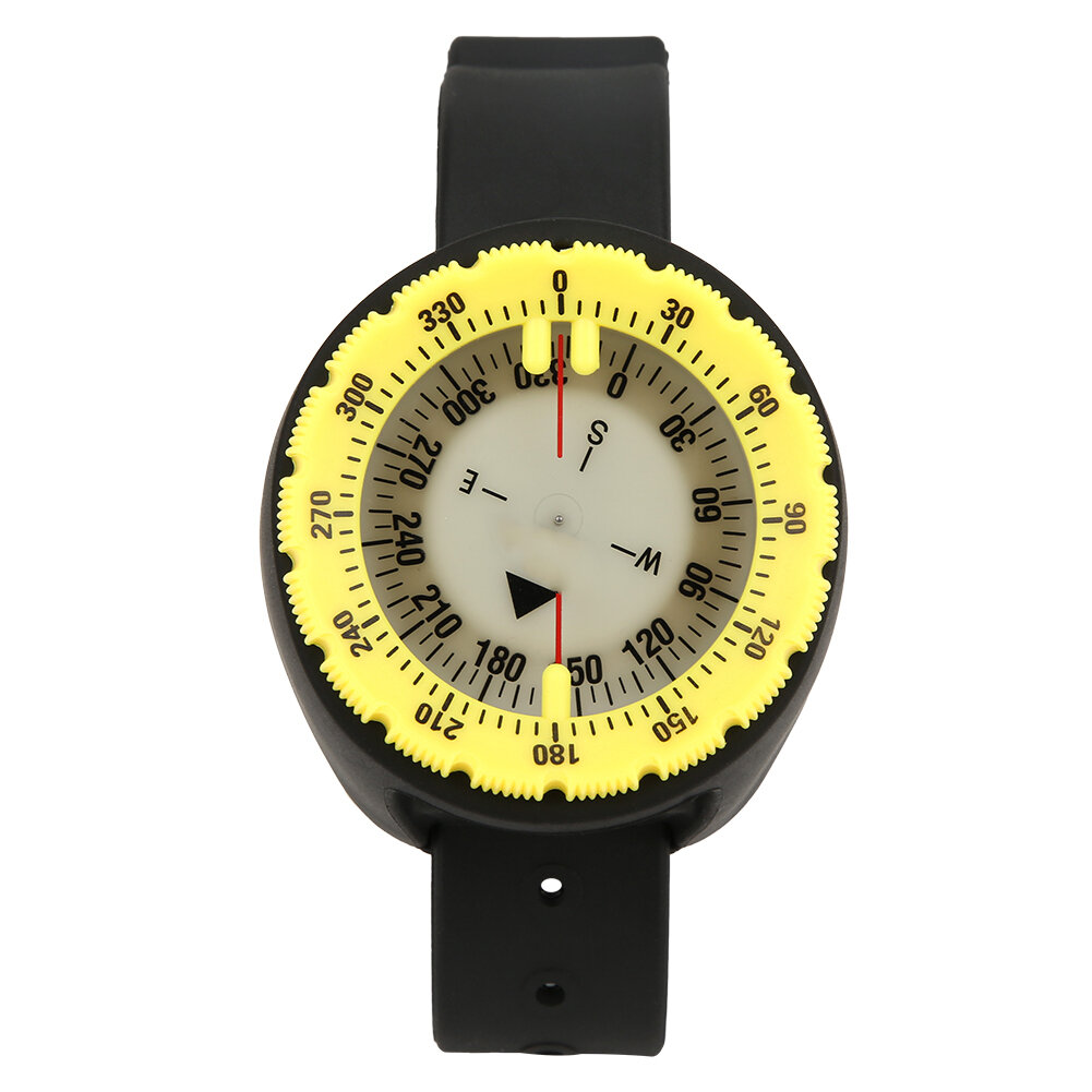 CP-991 Легкие часы с сильным магнитом, водонепроницаемость до 50 м, люминесцентный наручный компас для дайвинга, желтый цвет.
