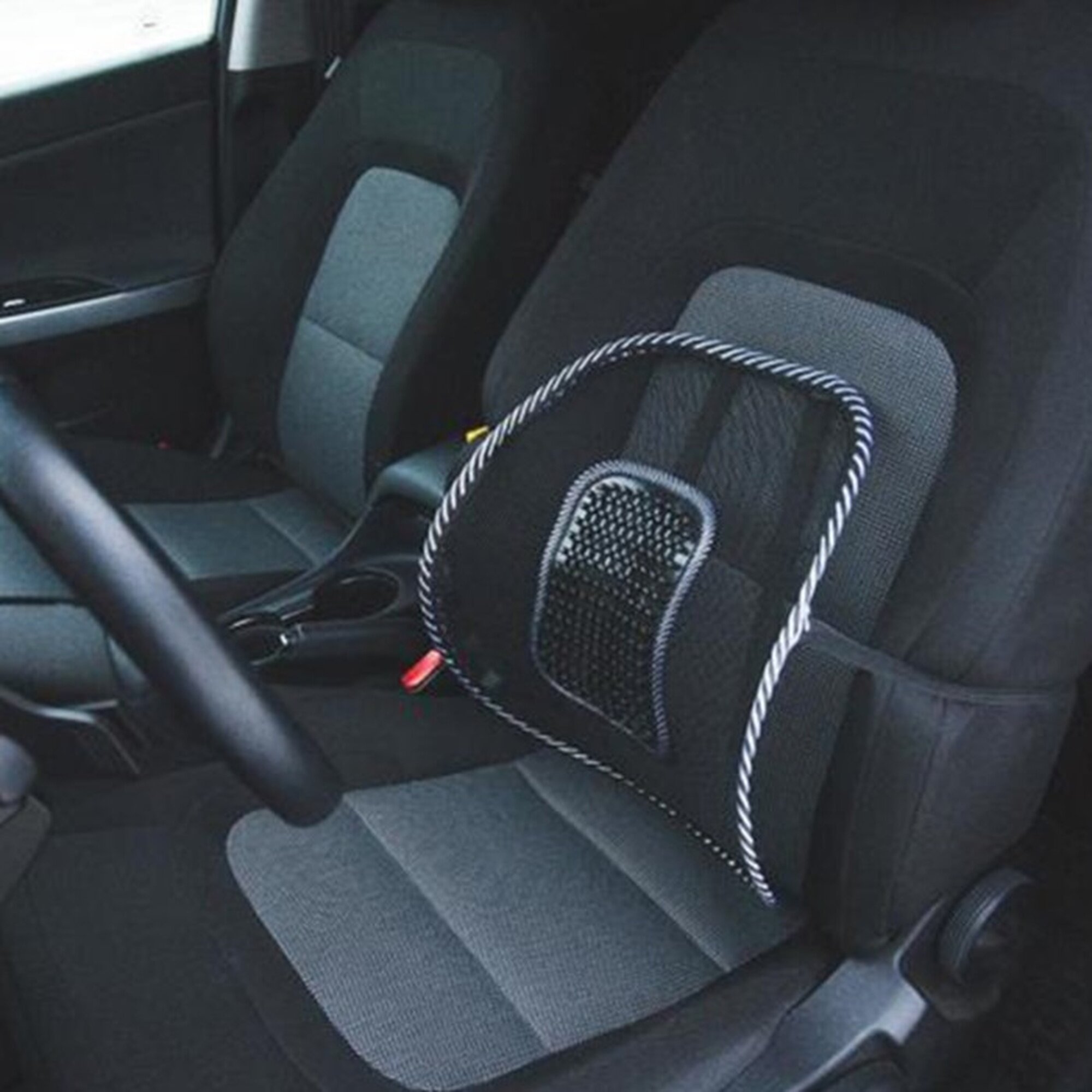 Ортопедическая спинка на сиденье TORSO с массажером на сиденье, черная, 38x39 см