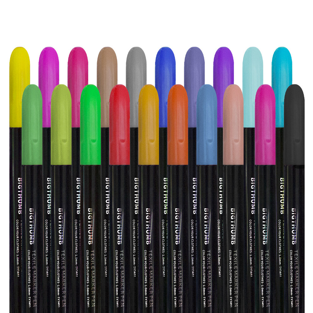 20-Color Fabric Pens Set Permanent for Clothes DIY Hand-Drawing Doodling and Artwork Crafts Suitable Paper Canvas Wood Shoes Hat Easy to Use Kids Adults