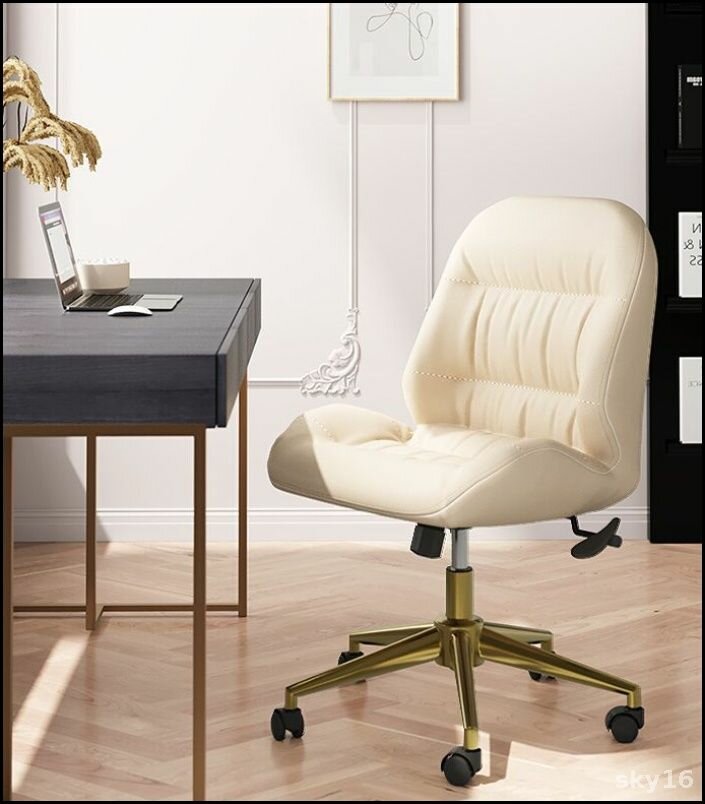 Офисное кресло экокожа с Механизм качания и регулировка высоты золотой светло-бежевый