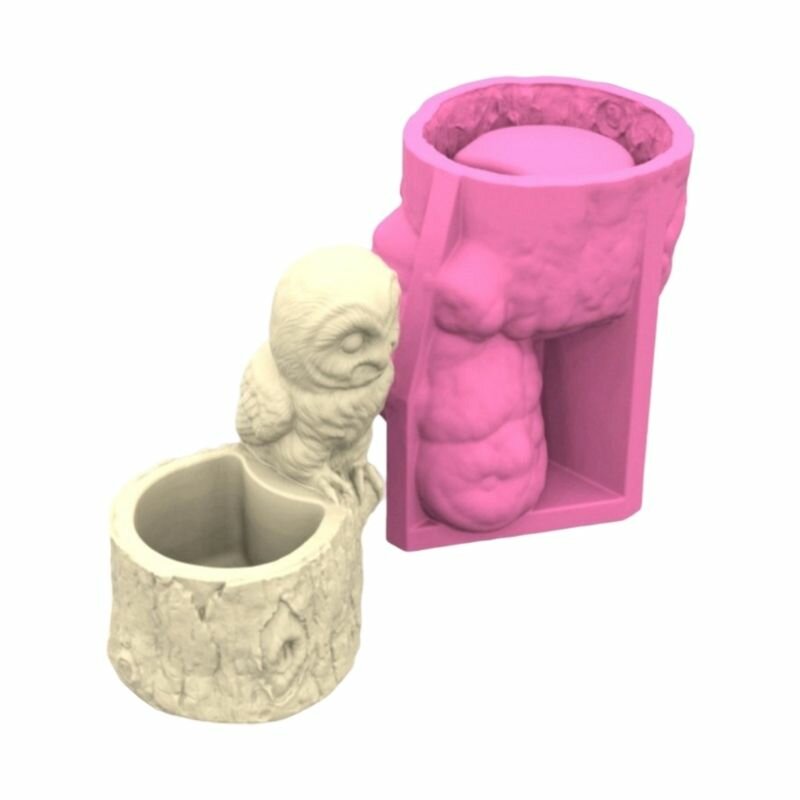 Силиконовая форма для цветочного горшка с совой C998