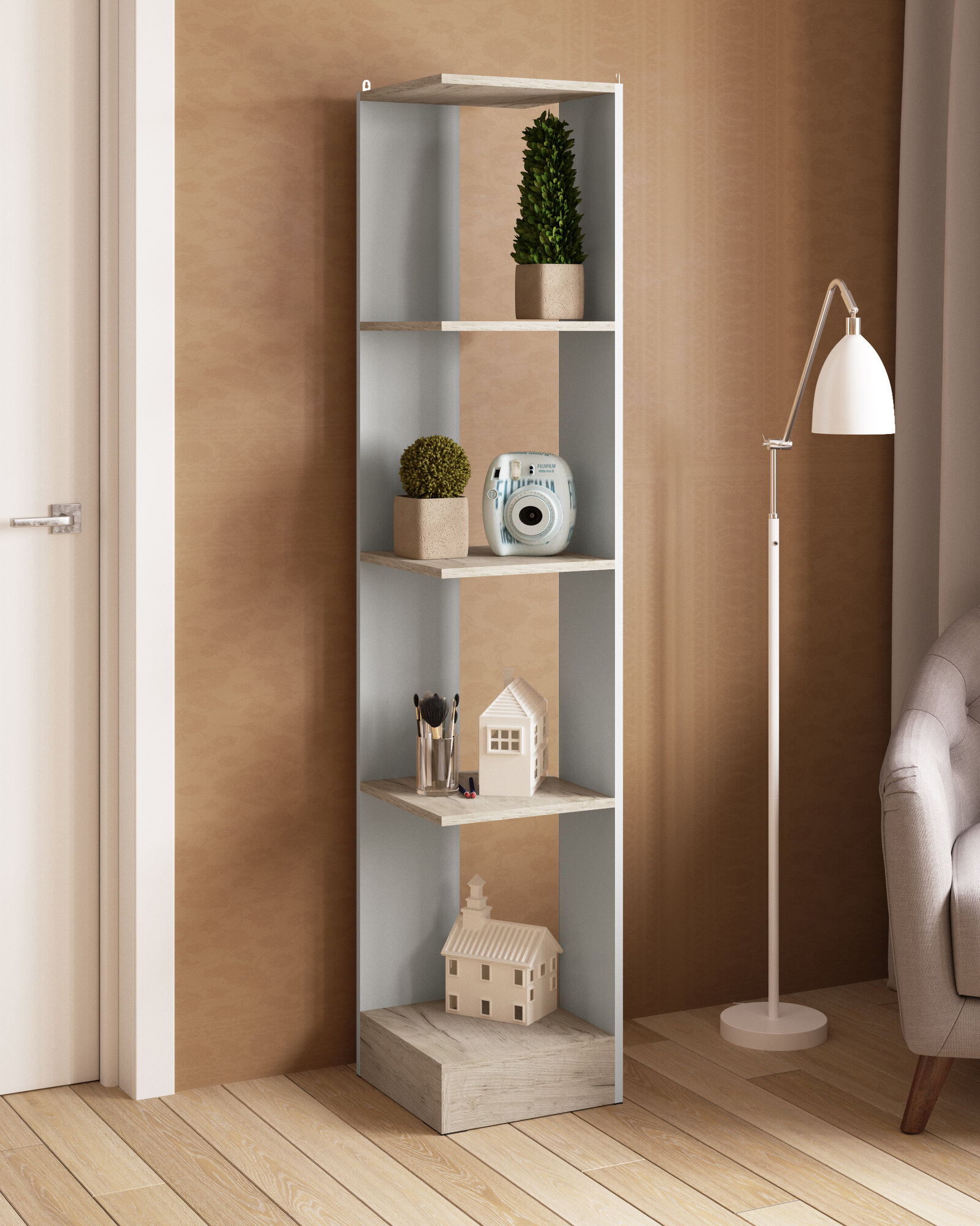 Стеллаж СТМ-1 камень серый/дуб крафт серый (Микон)