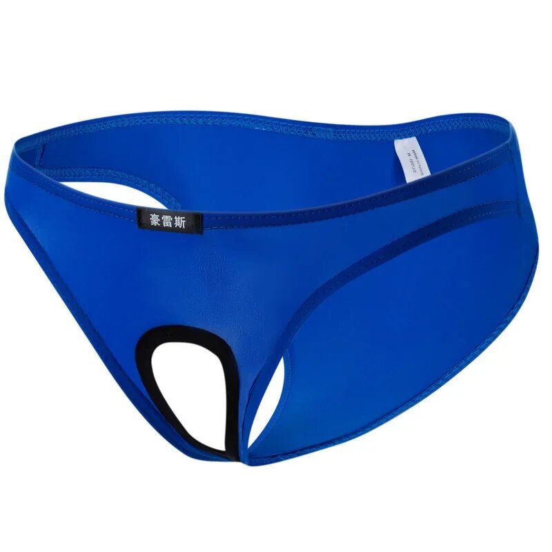 Сексуальные трусики с открытой промежностью, мужское нижнее белье без промежности, ледяное шелковое женское нижнее белье с вырезами, Ночная одежда Синий, М, Синий