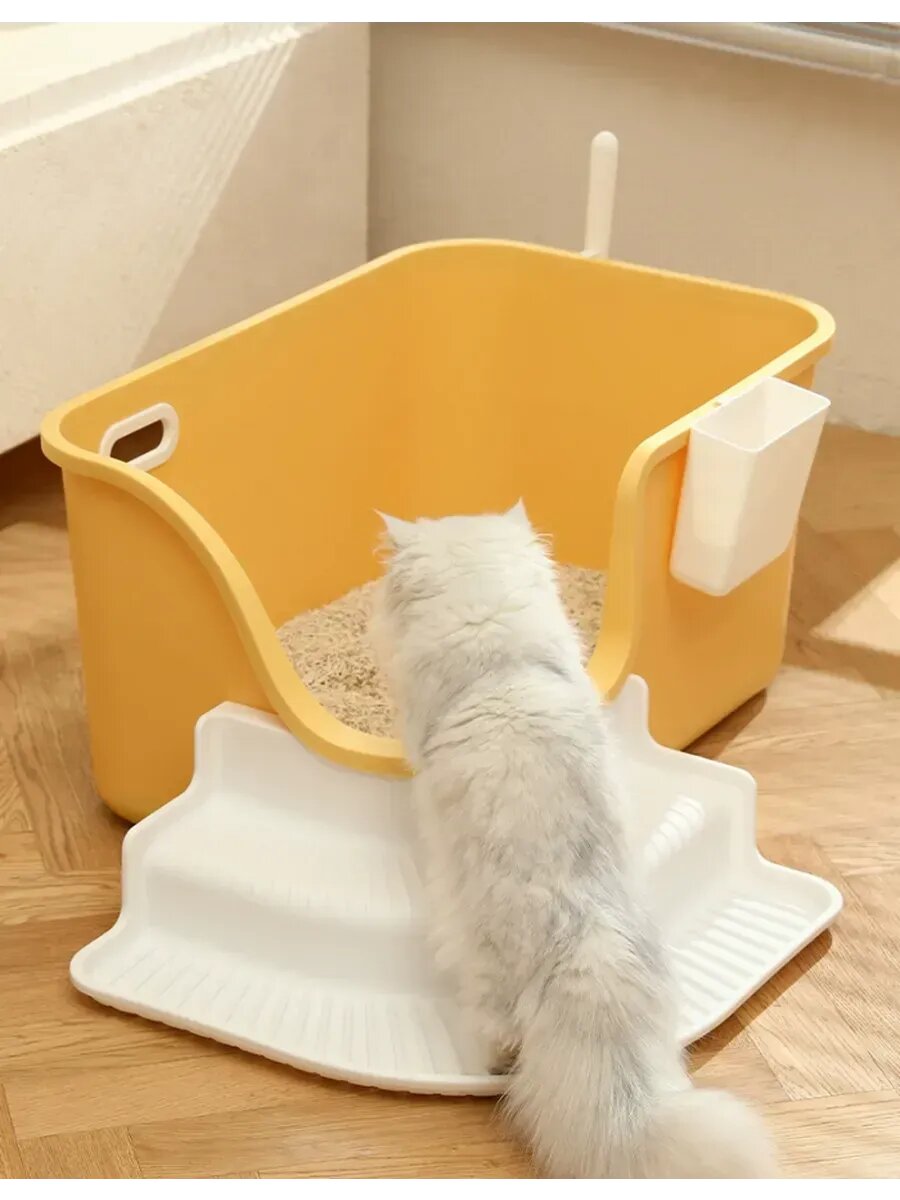 Большой лоток для кошек Мейн-Кун Yellow 65x43x34 с совком