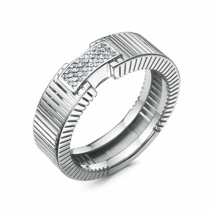 Кольцо на фалангу, серебро, 925 проба, родирование, фианит