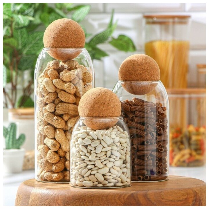 Набор из 3 банок для сыпучих продуктов Эко