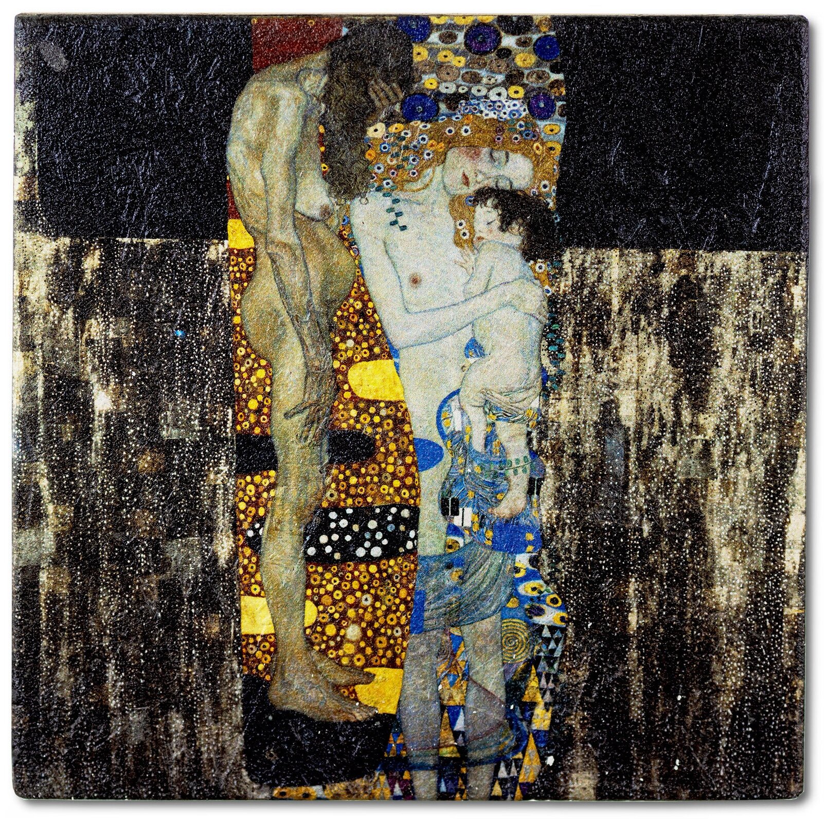 Репродукция/Картина/Густав Климт "Три возраста женщины"/Интерьерная фреска на доске/25х25 см