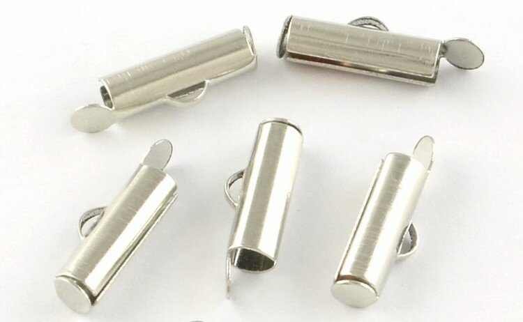 Концевик-трубочка с петелькой 10х5,5х4мм, внутренний диаметр 3мм, отверстие 1х2 мм, цвет платина, железо, 04-071, 10шт