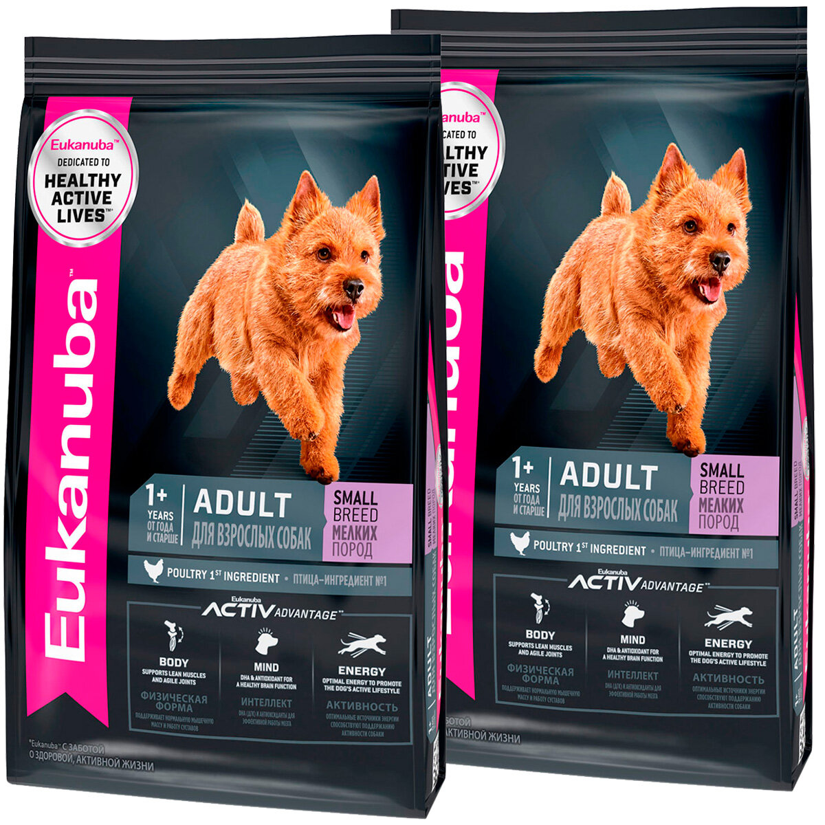 EUKANUBA ADULT SMALL BREED для взрослых собак маленьких пород с птицей (3 + 3 кг)