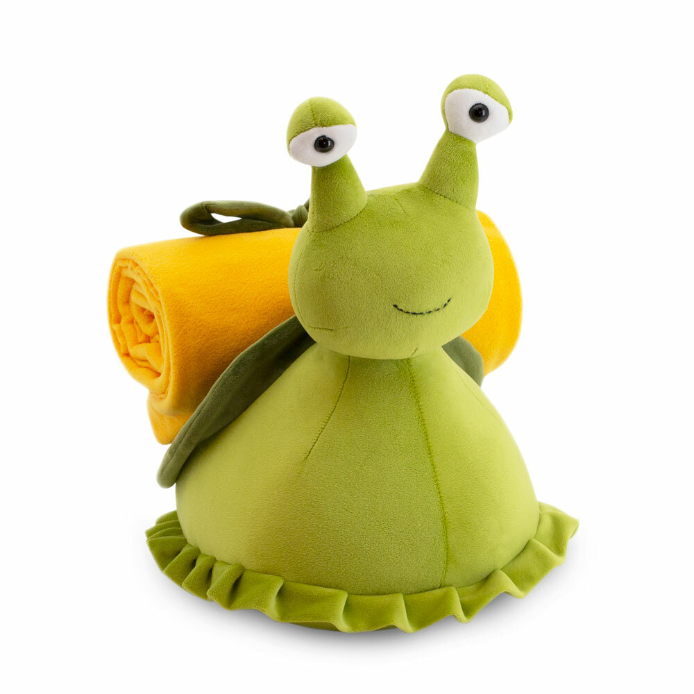 Мягкая игрушка Orange Toys "Улитка", зелёная, с пледом, 30 см