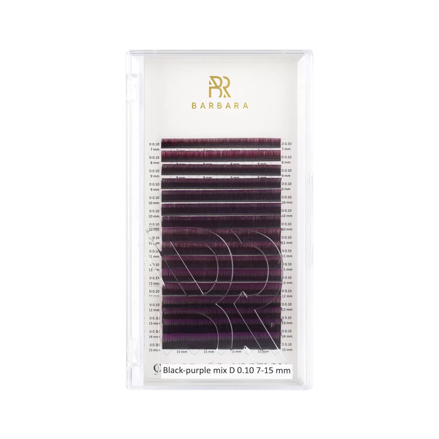 Ресницы BARBARA Black-Purple color №1 D 0.10 7-15 mm