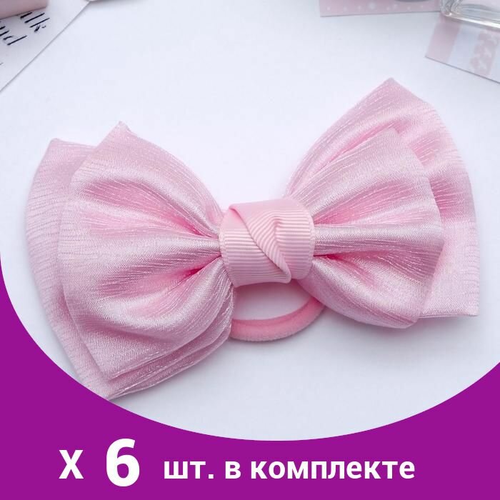 Резинка для волос бант 'Умница' двойной, розовый (6 шт)