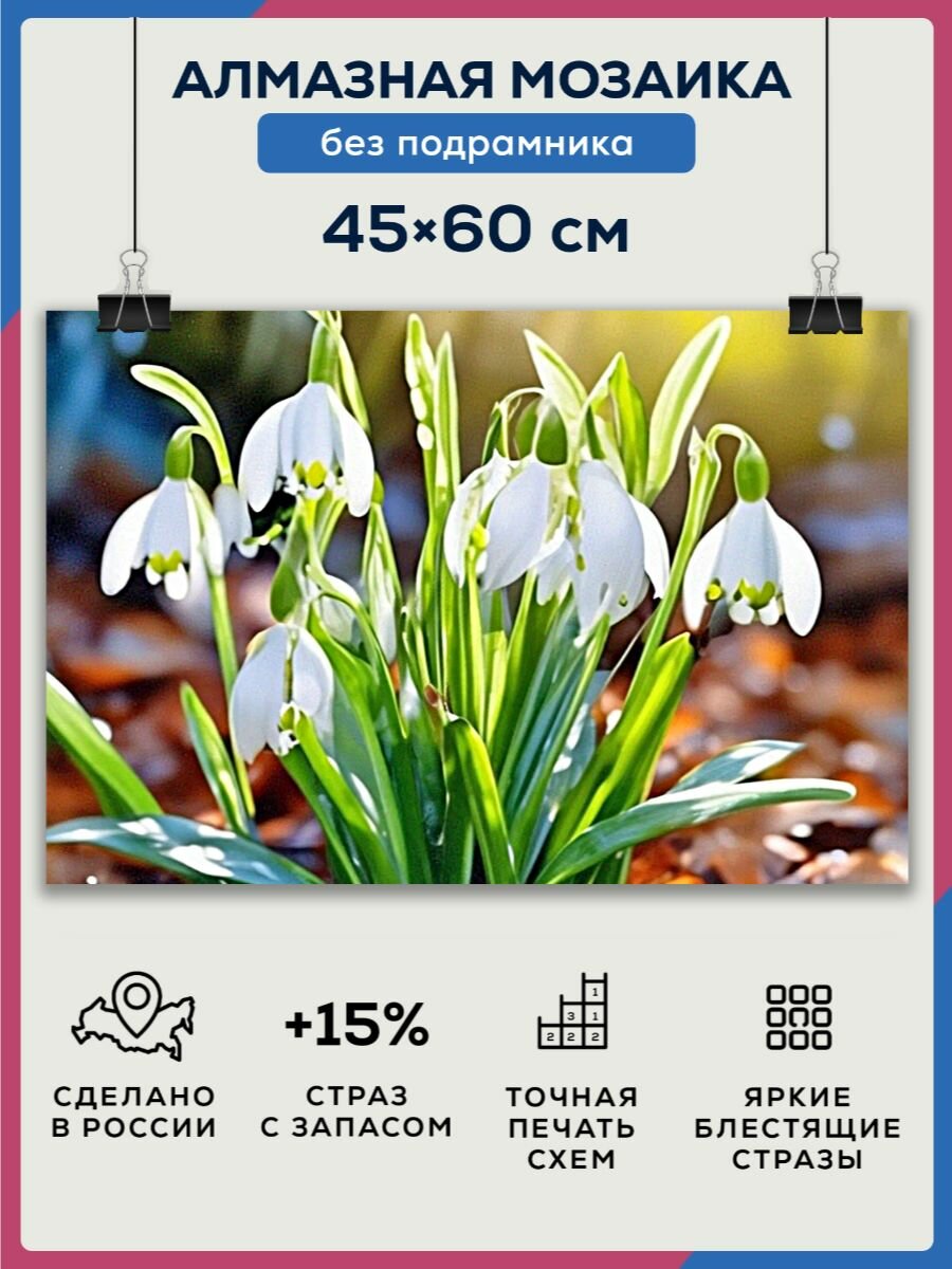 Алмазная мозаика 45x60 Подснежники уснули без подрамника