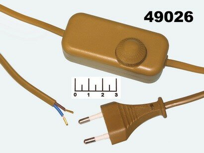 Шнур электрический без земли с диммером 200W 2м (вилка прямая/плоская) Feron (золото)