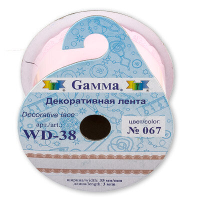 Gamma' лента декоративная WD-38-HE69 35 мм 3 м для отделки интерьеров и декоративных элементов цвет №103 малиновый