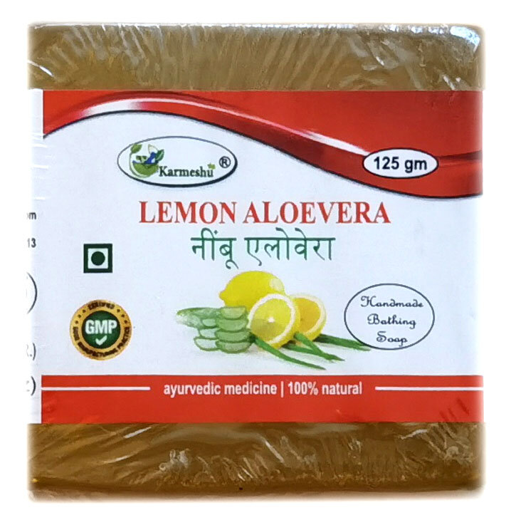 LEMON ALOE VERA Handmade Bathing Soap, Karmeshu (лимон алоэ вера мыло ручной работы, Кармешу), 125 г.