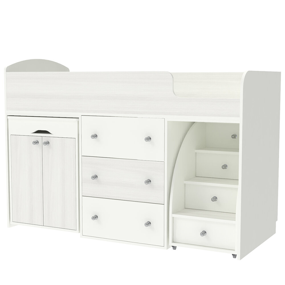 Кровать чердак Малыш Увеличенный Белый Белое Дерево