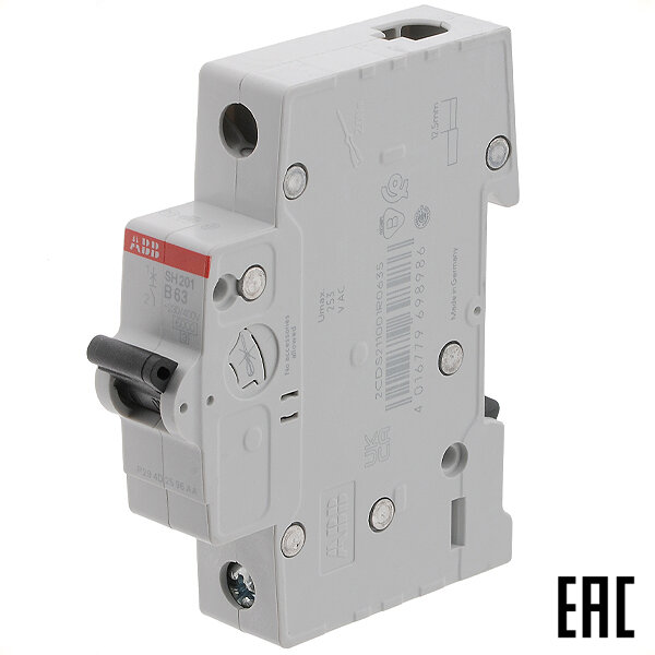 Автоматический выключатель SH201 B63А/1п/ 6,0кА на Din-рейку 2CDS211001R0635 B63 АВВ